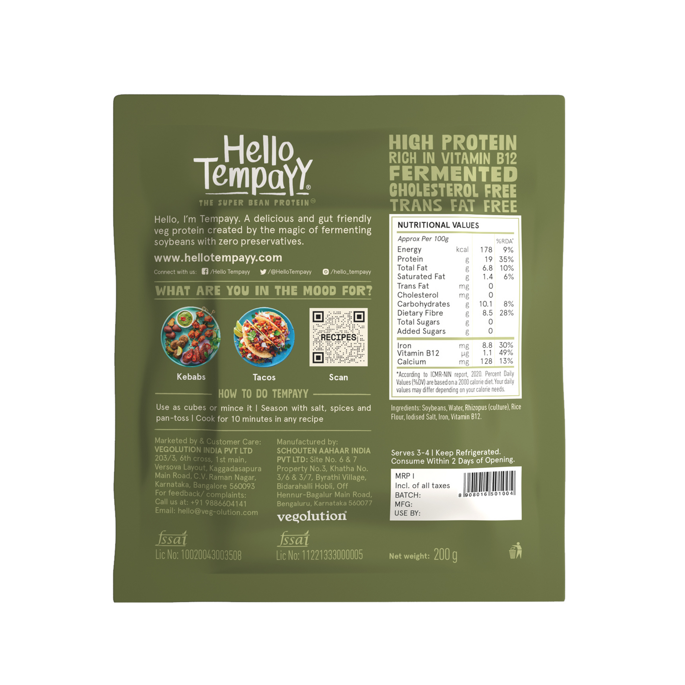 Natural Tempeh Cubes - Buy Ready To Cook Tempeh Online – Hello Tempayy